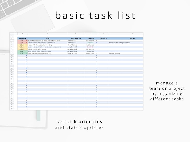 Minimalist Digital Employee Task List Template for Project - Etsy