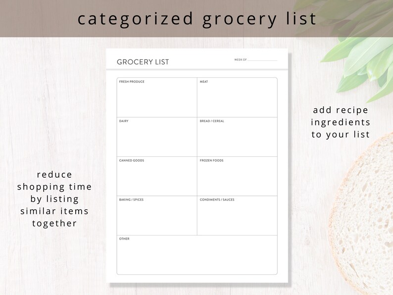 Minimalist Blank Recipe Templates Bundle PDF, Includes Grocery List for ...