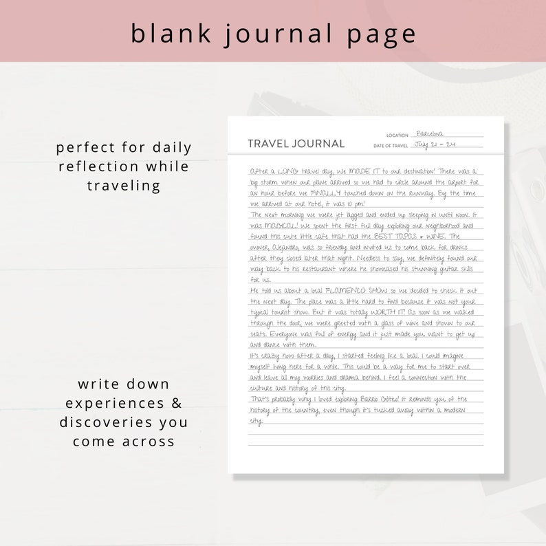 Minimalist Travel Journal PDF Templates for Vacation Memories ...