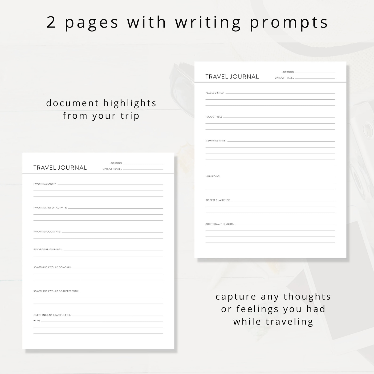 Printable Travel Journal Template: Mindful Reflection Diary (US Letter ...