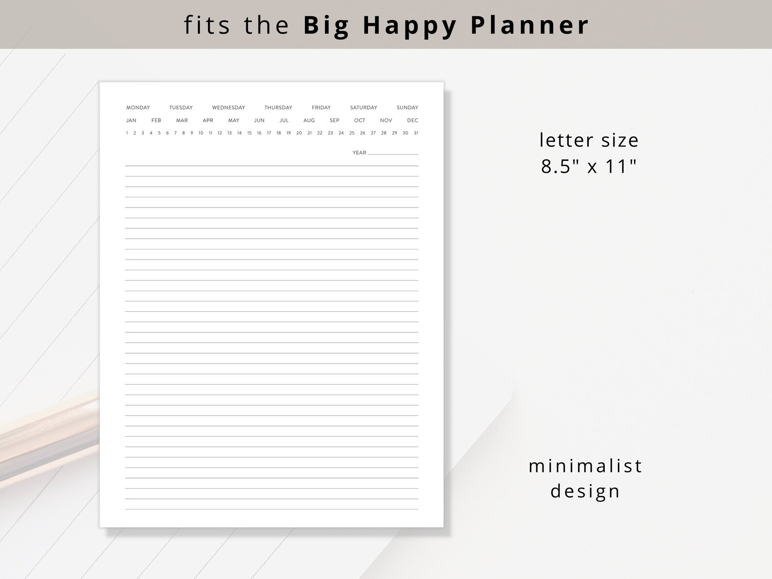 Minimalist Lined Writing Paper With Dates for Note Taking & Studying ...