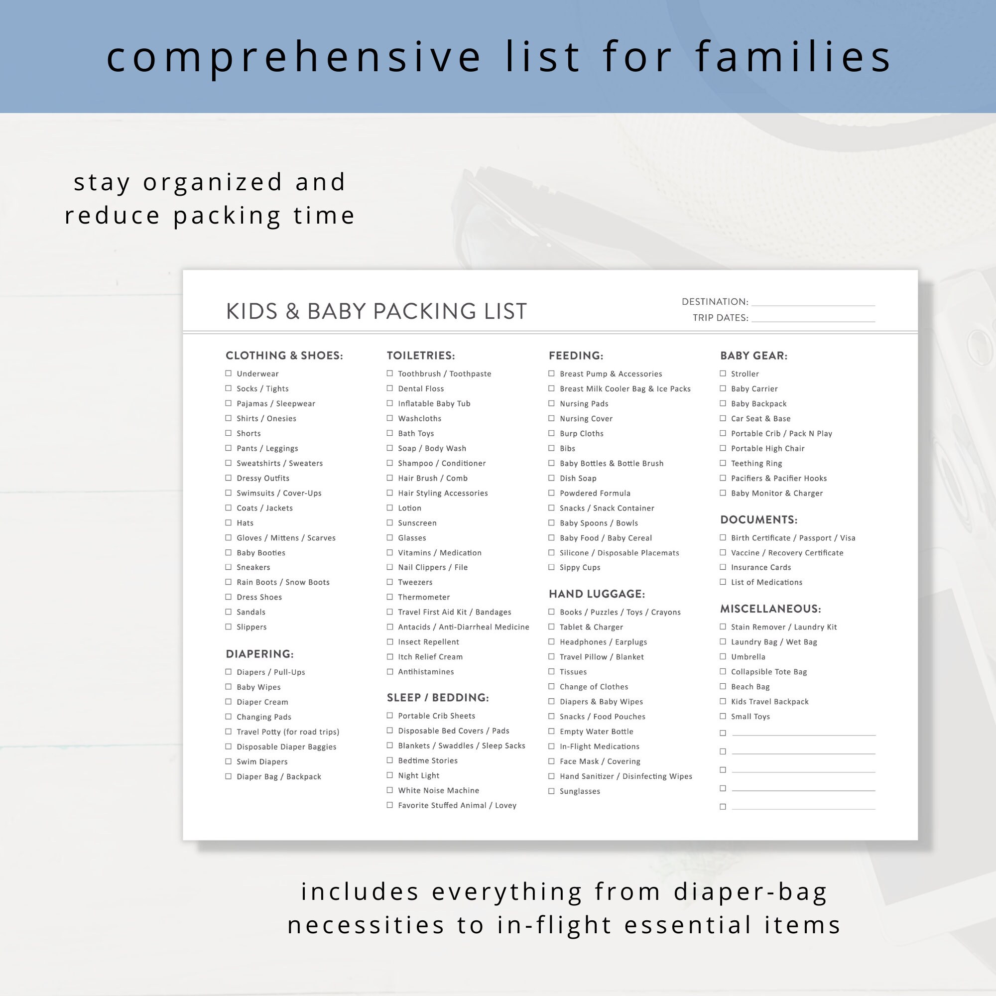 Minimalist Vacation Packing List PDF for Organized Travel Planning ...