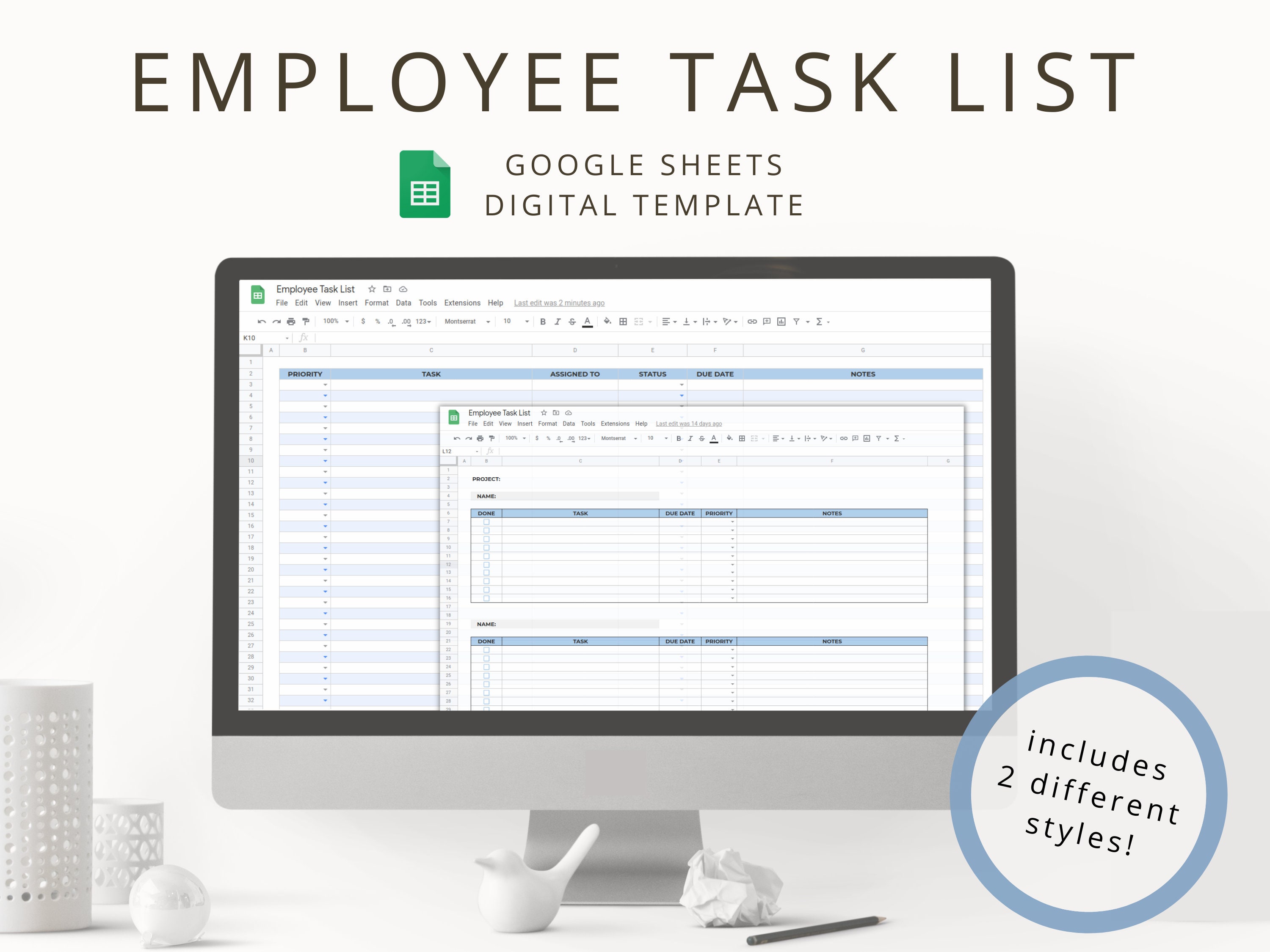 Minimalist Digital Employee Task List Template for Project - Etsy