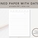 Minimalist Lined Writing Paper With Dates for Note Taking & Studying ...