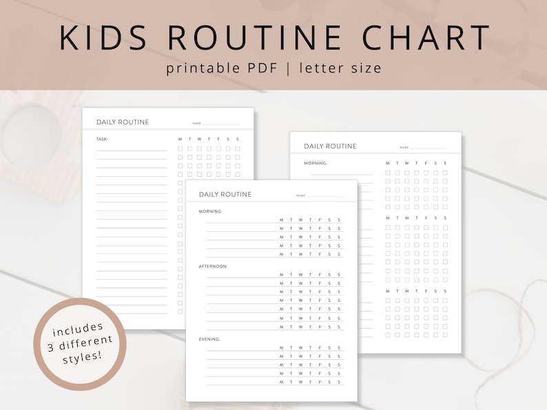 Kids Daily Routine Chart PDF Template Printable Daily - Etsy Australia