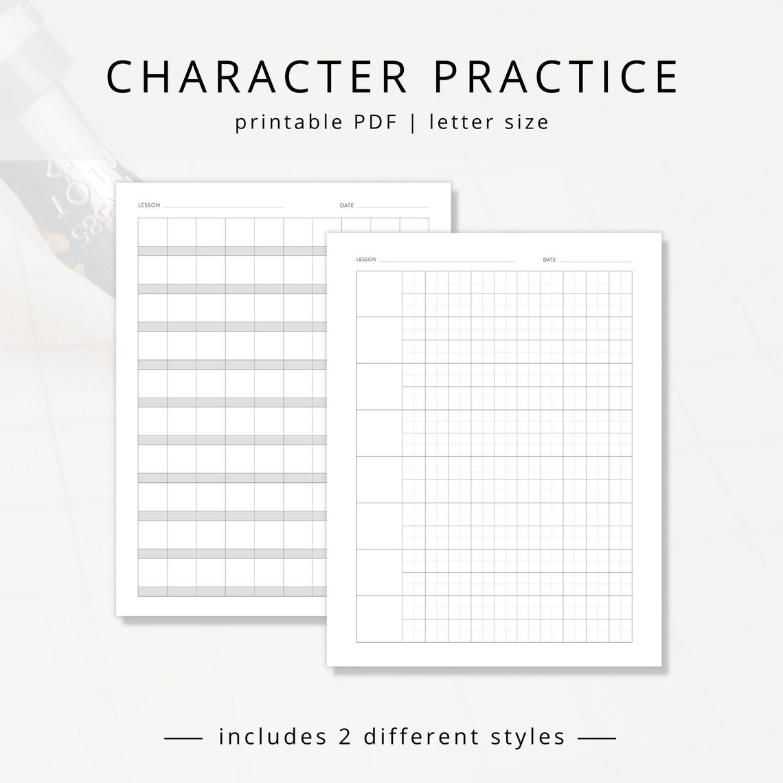 Blank Character-based Language Practice Worksheet PDF for Writing ...