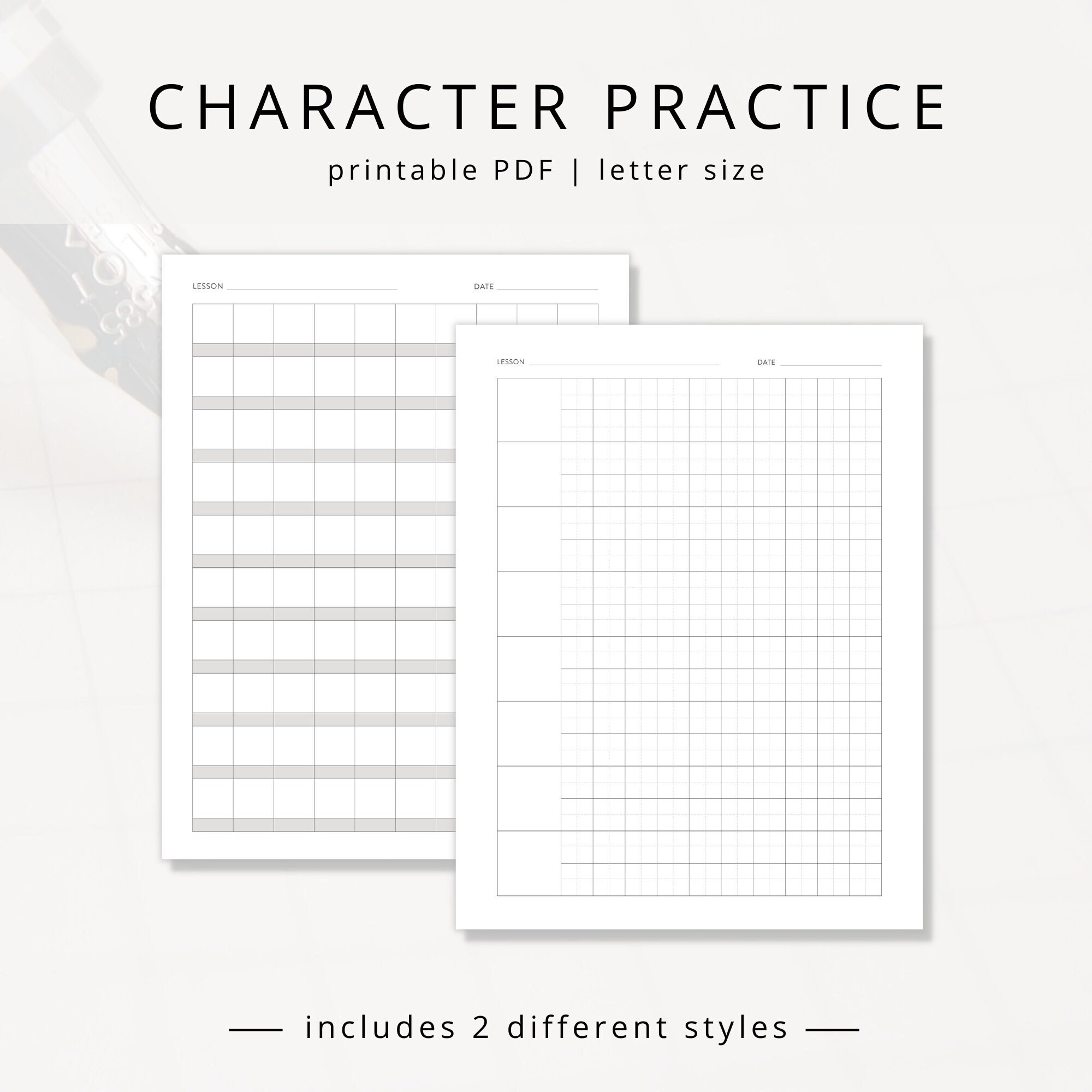Blank Character-based Language Practice Worksheet PDF for Writing ...