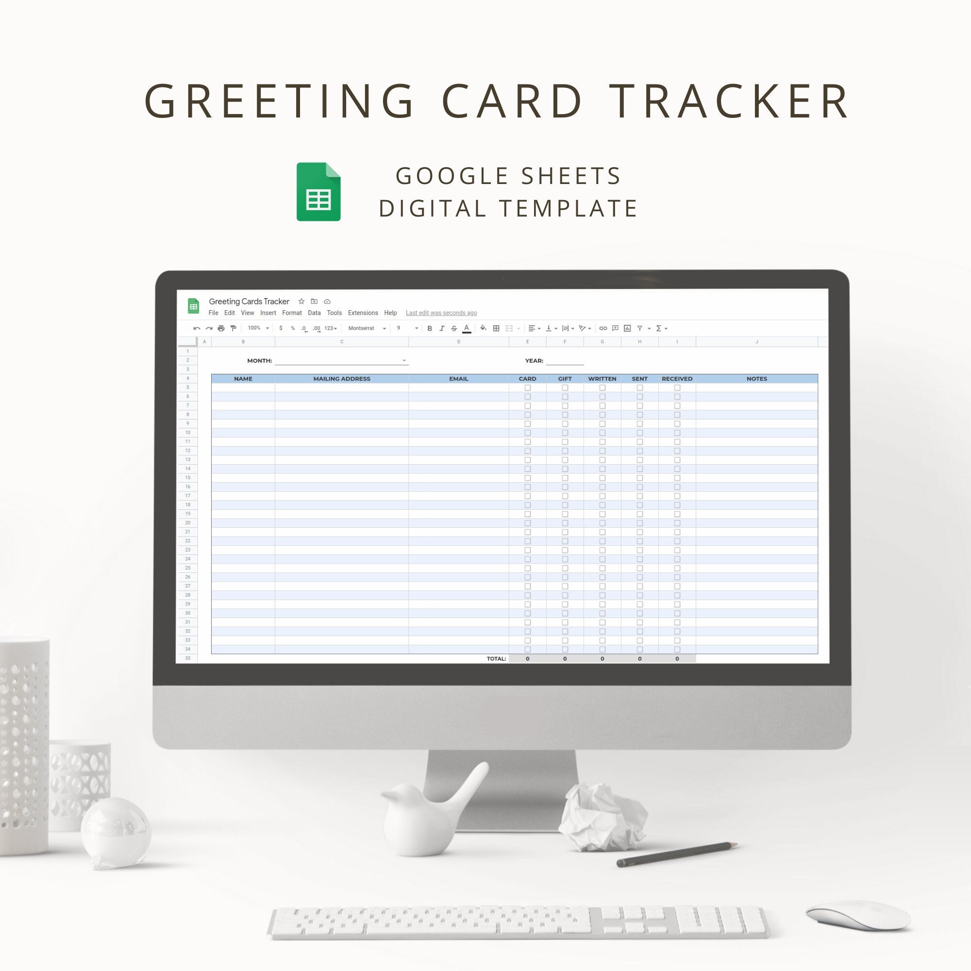 Minimalist Digital Greeting Card Tracker for Personal Contacts ...