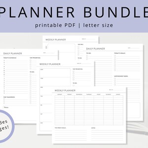 Minimalist Daily & Weekly Printable Planner Bundle Undated | Etsy