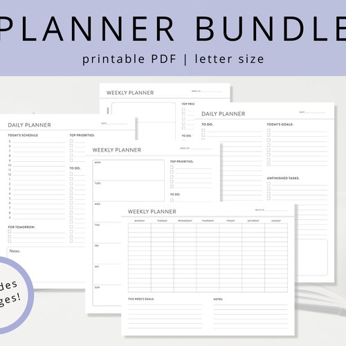 Minimalist Productivity Bundle PDF Printable Planner - Etsy