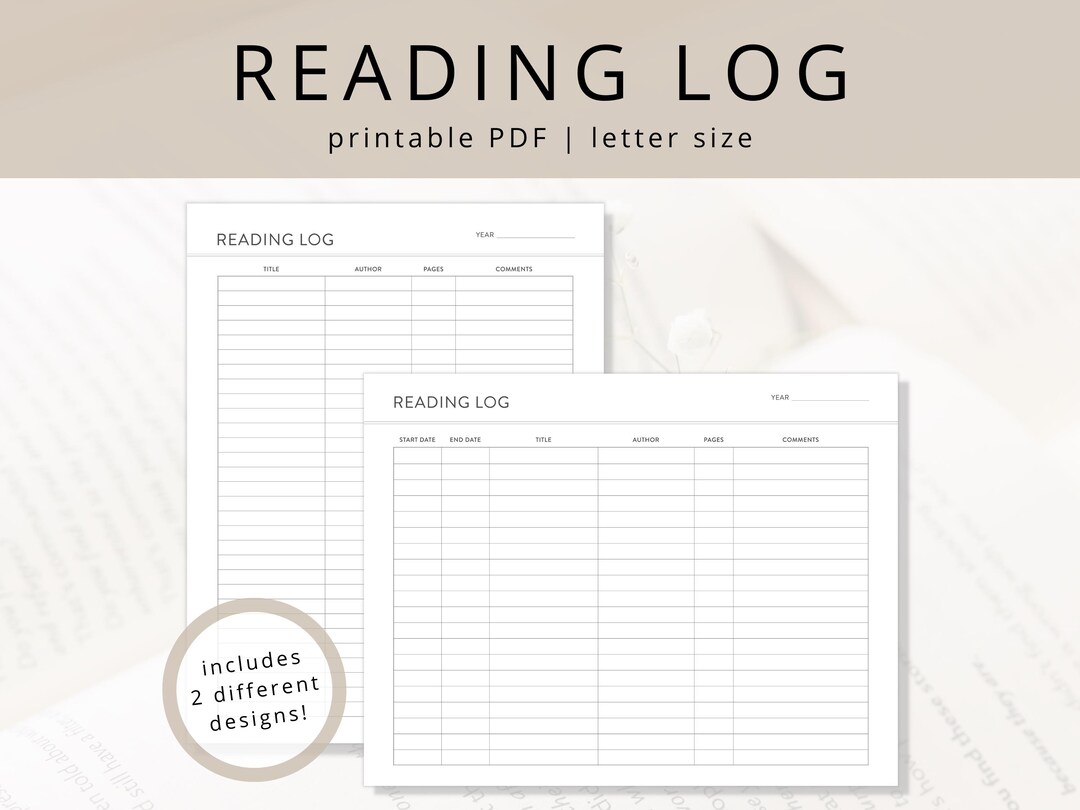 Printable Reading Log Templates: Book Tracker for Students (PDF ...