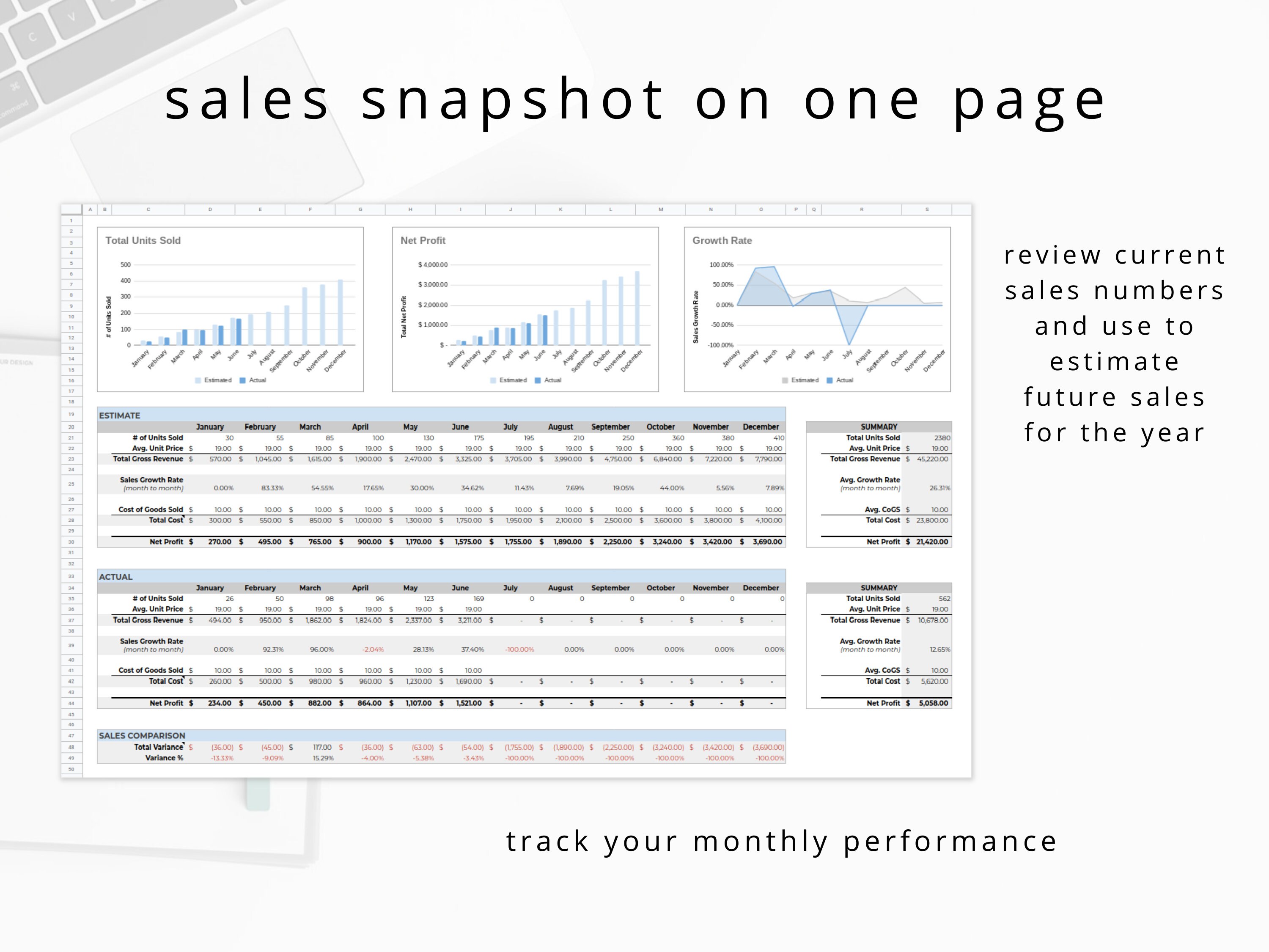 Minimalist Digital Sales Tracker for Small Business - Etsy