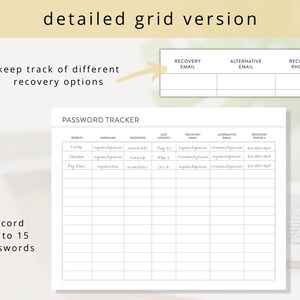Minimalist Password Tracker PDF for Mental Organization, Printable ...
