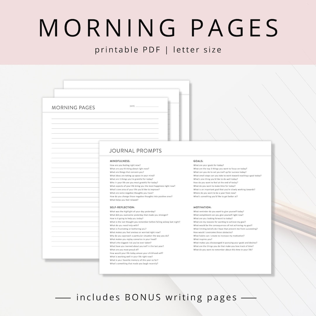 Minimalist Morning Pages PDF With Journal Writing Prompts, Printable ...