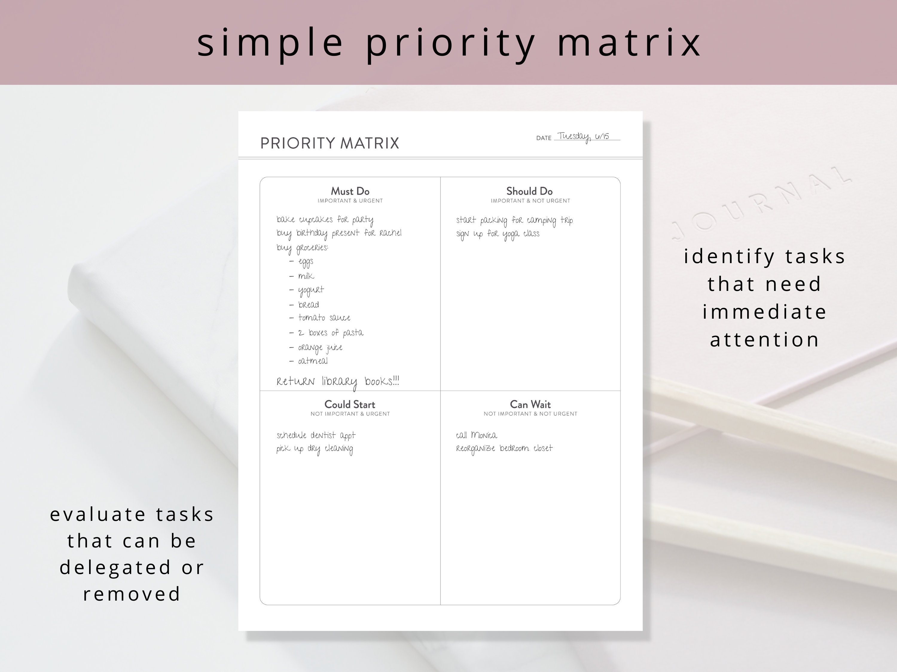 Minimalist Priority Matrix Worksheet PDF for Productivity & - Etsy