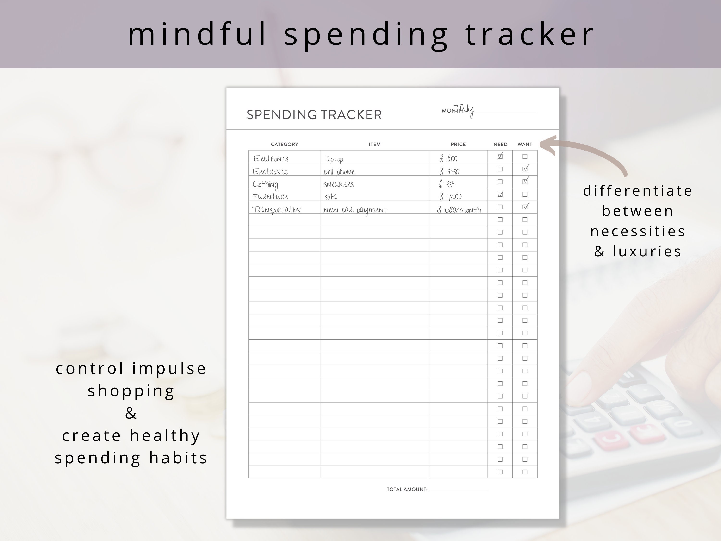 Minimalist Spending Tracker PDF Template for Personal Money Management ...