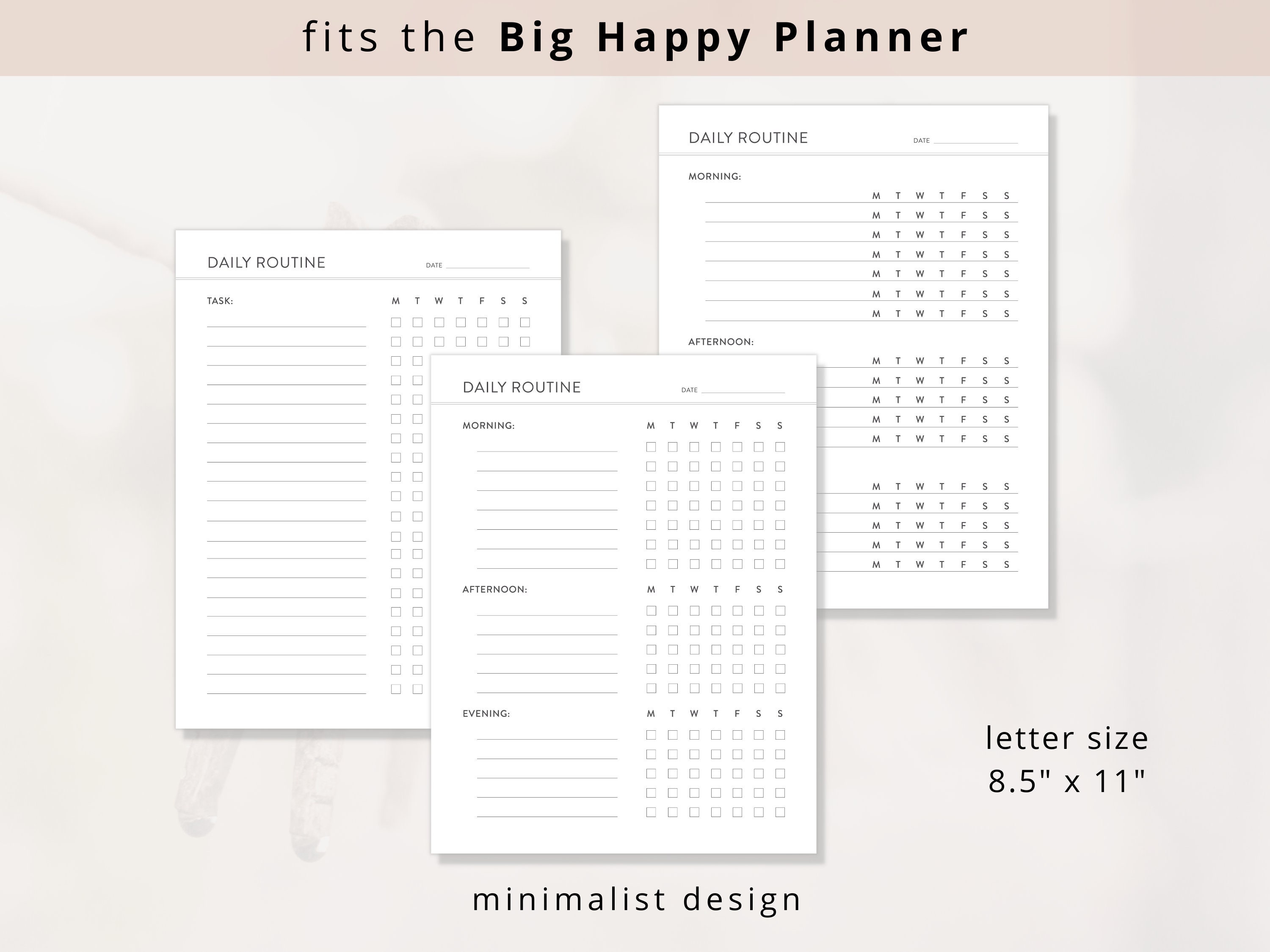 Minimalist Daily Routine Checklist Template: Printable Task Tracker ...