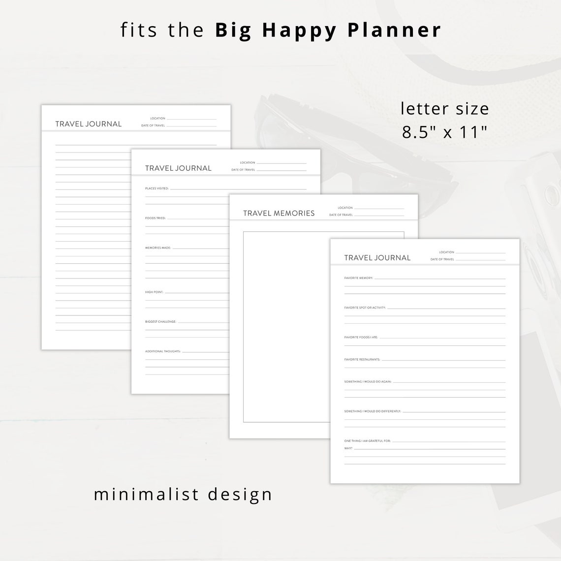 Printable Travel Journal Template: Mindful Reflection Diary (US Letter ...