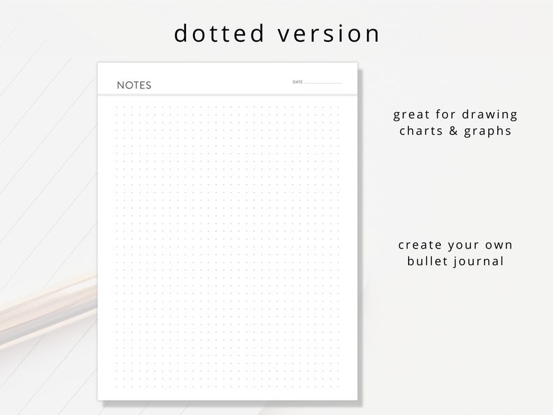 Minimalist Notes Pages PDF, Printable Writing Paper, Dot Grid Template ...