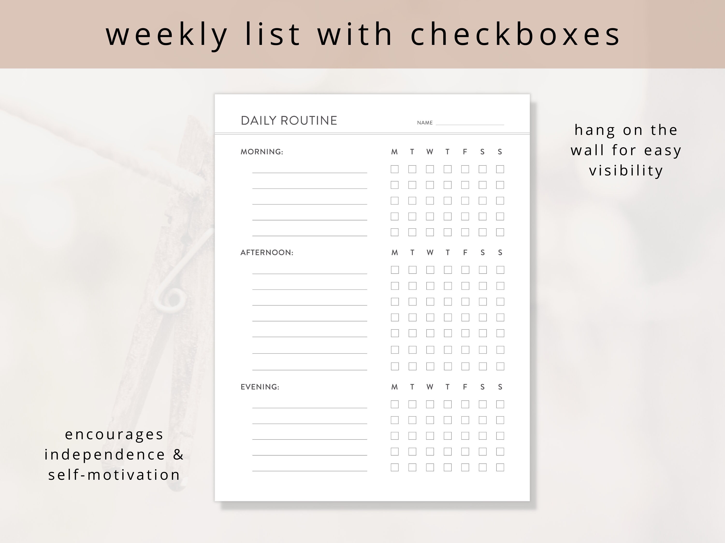 Kids Daily Routine Chart PDF Template, Printable Daily Checklist for ...