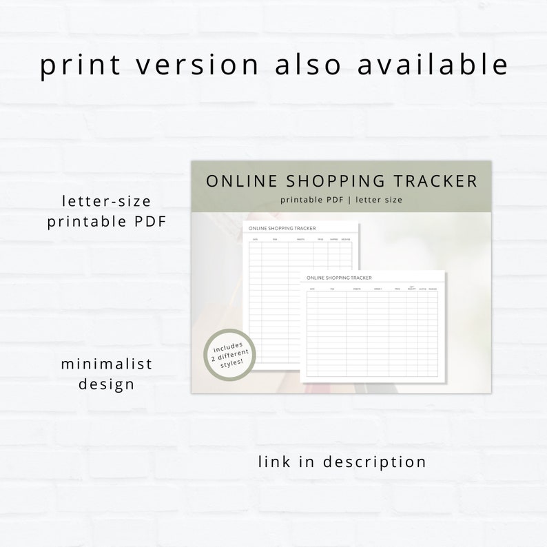 Minimalist Digital Shopping Tracker for Personal Purchases, Interactive ...