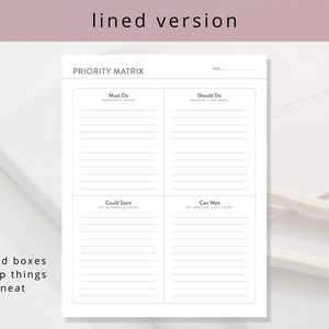 Minimalist Priority Matrix Worksheet PDF for Productivity & - Etsy