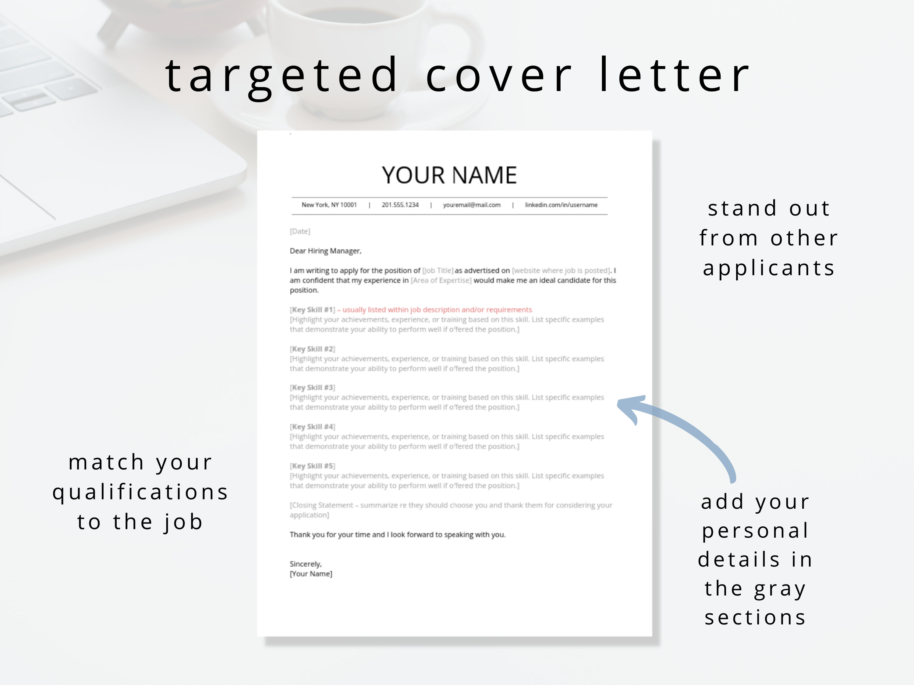 Minimalist Targeted Digital Cover Letter Template With Writing Tips ...