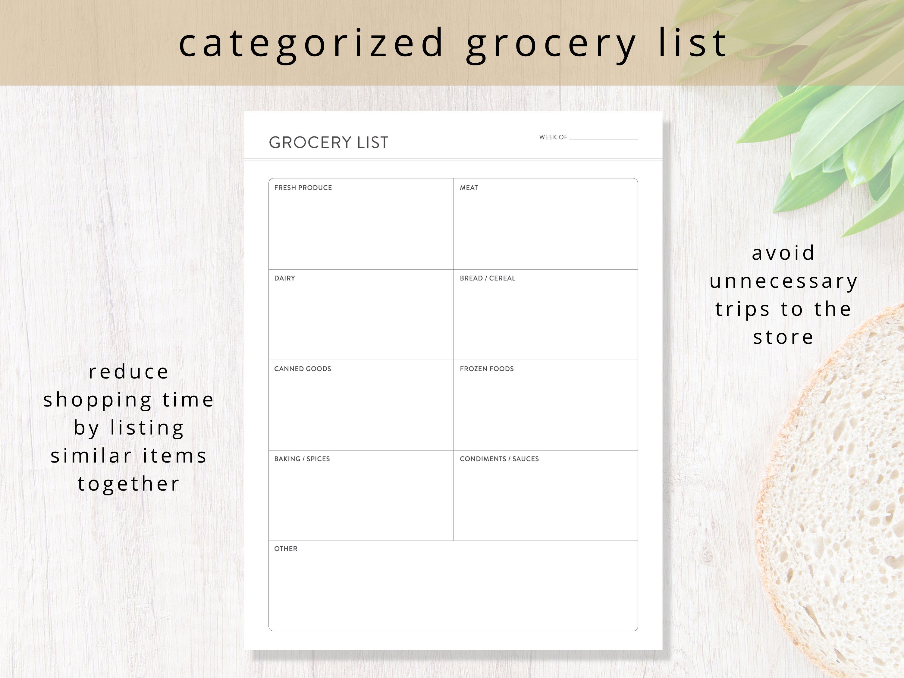 Minimalist Meal Planner Bundle PDF, Includes Grocery List for Menu and ...
