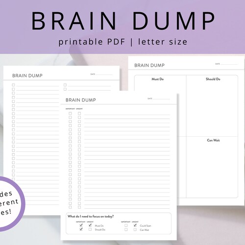 Minimalist Brain Dump PDF Template With Eisenhower Matrix - Etsy
