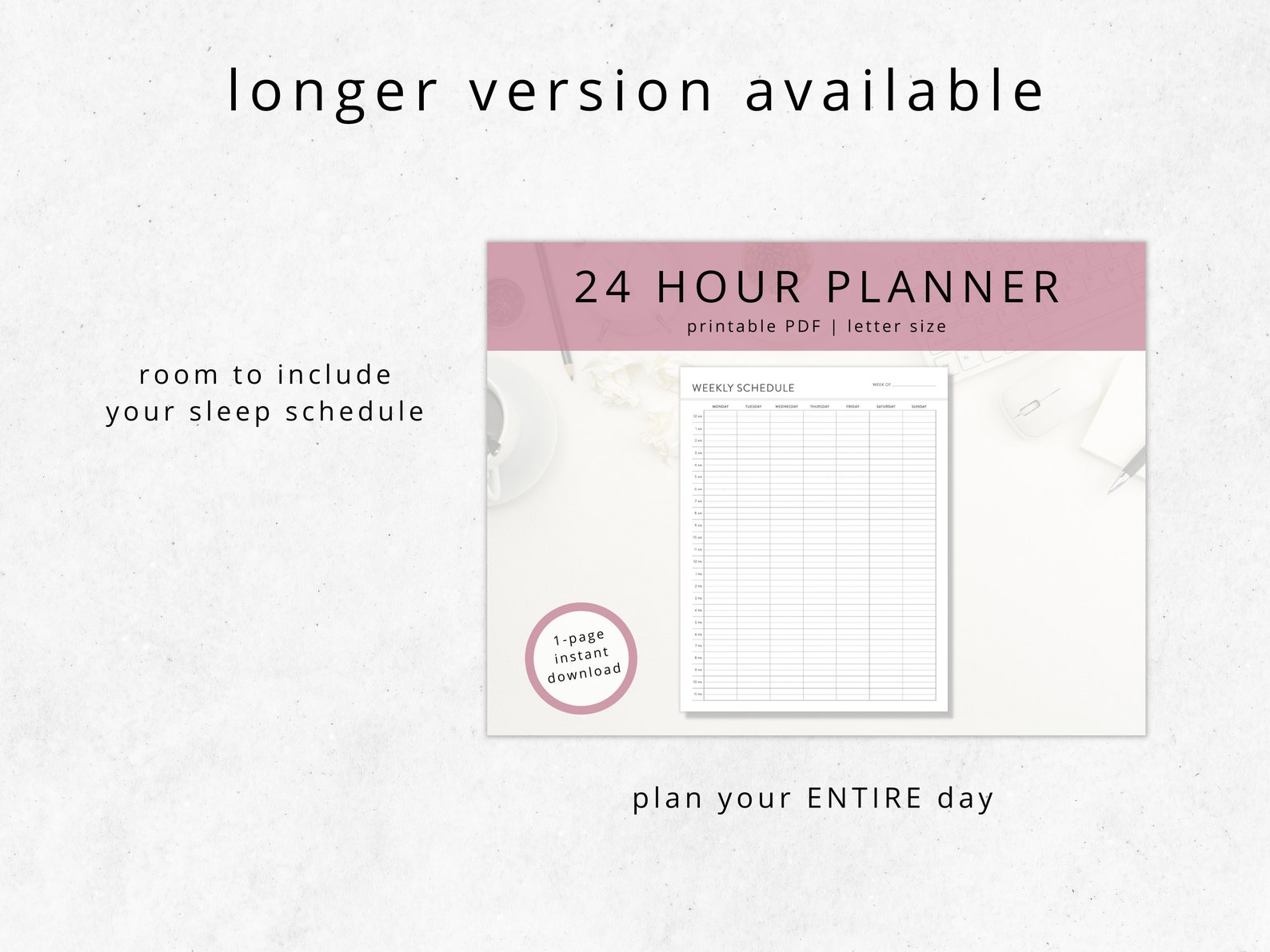 Minimalist Weekly 18 Hour Planner PDF Template for Calendar Blocking ...