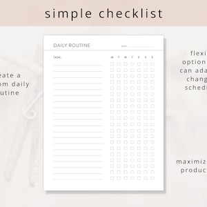 Minimalist Daily Routine Checklist Template: Printable Task Tracker ...