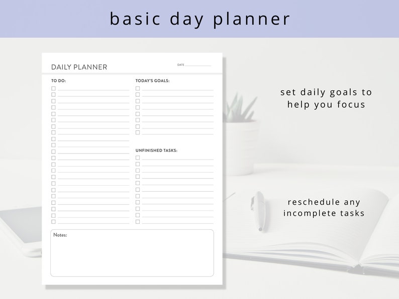 Minimalist Daily & Weekly Printable Planner Bundle Undated - Etsy