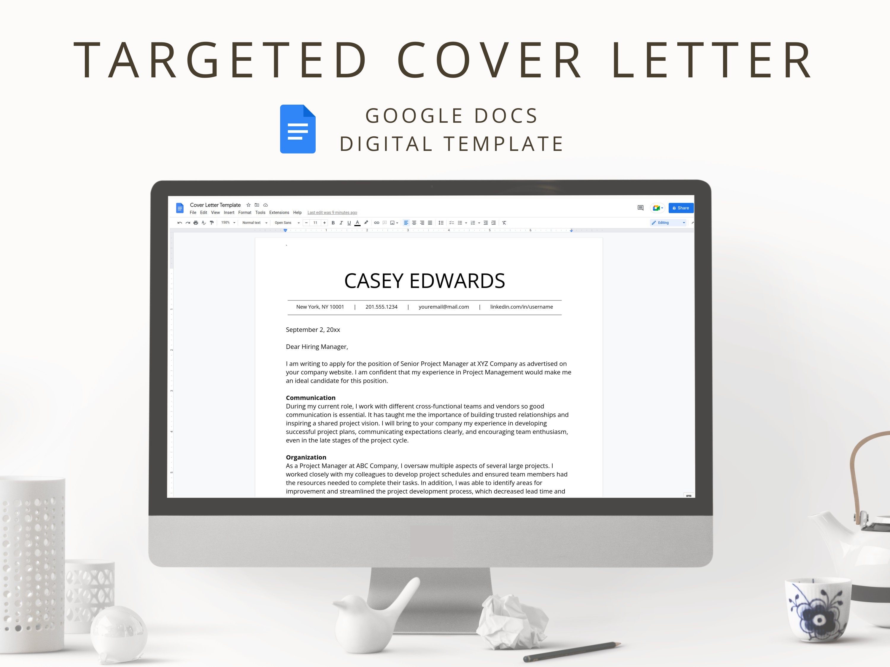 Minimalist Targeted Digital Cover Letter Template With Writing Tips ...