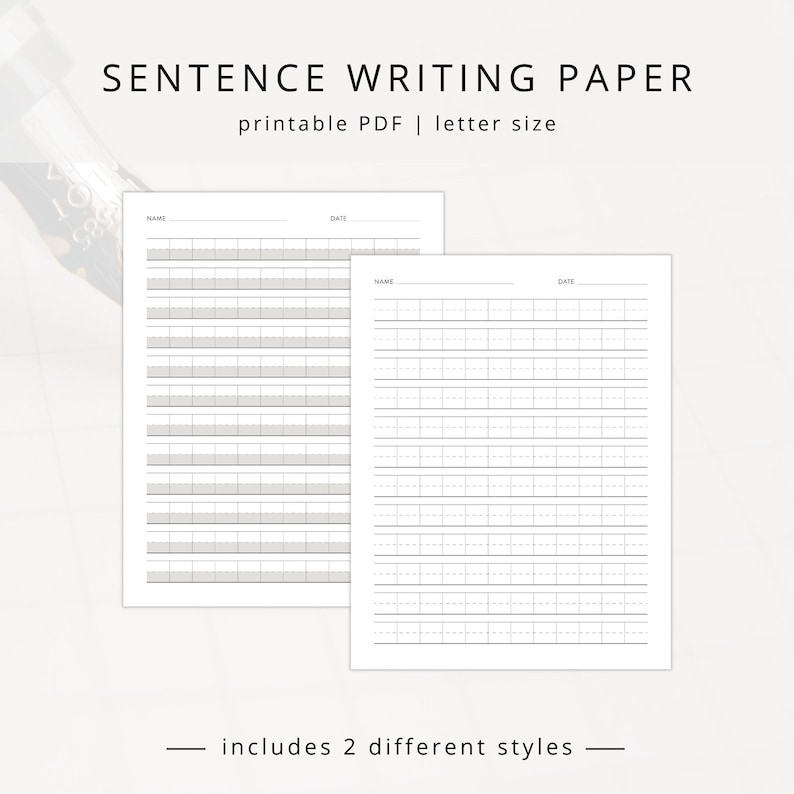 Handwriting Paper PDF for Sentence Writing, Blank Printable Block ...