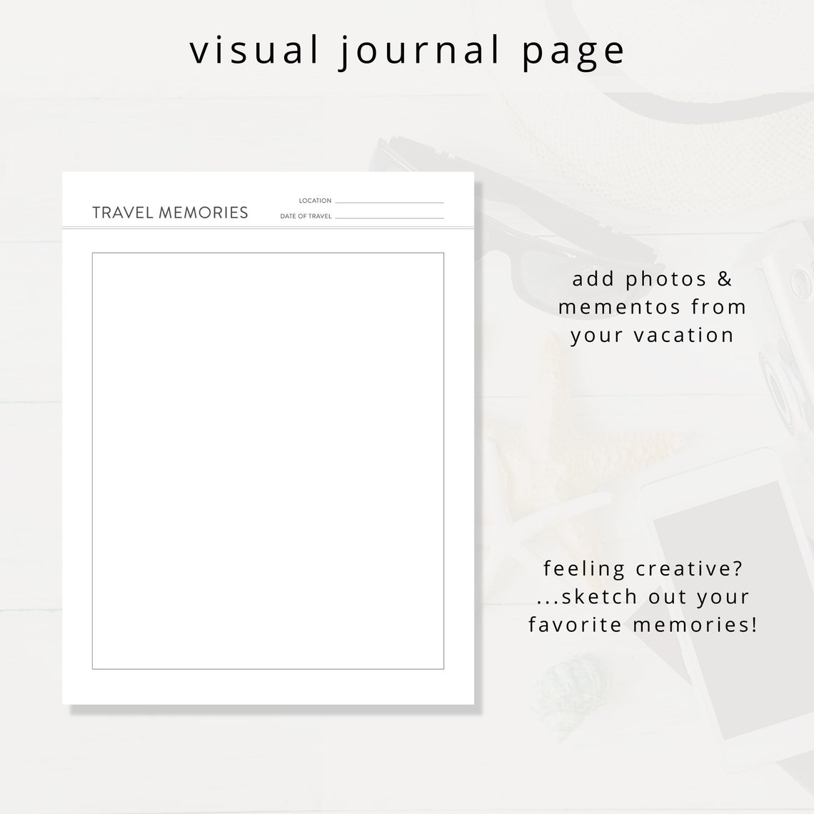 Printable Travel Journal Template: Mindful Reflection Diary (US Letter ...