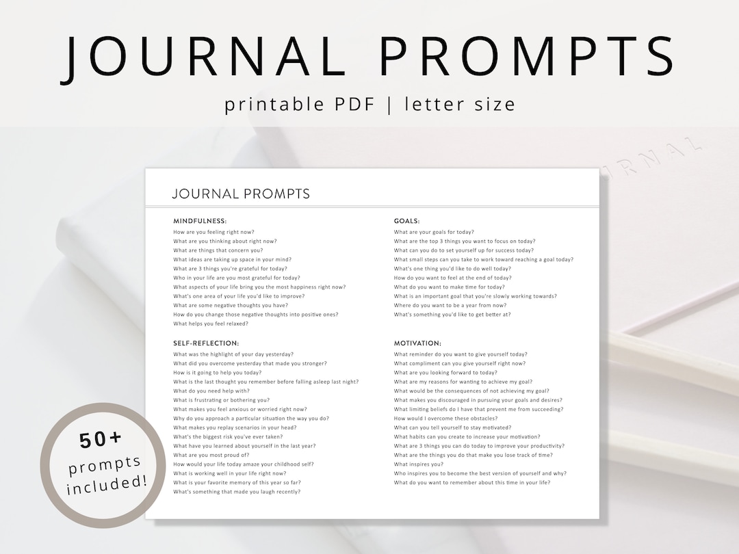 Minimalist Journal Prompts PDF for Daily Self-reflection, Mindfulness ...