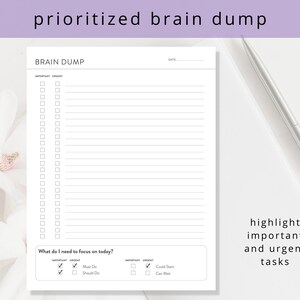 Minimalist Brain Dump PDF Template With Eisenhower Matrix - Etsy