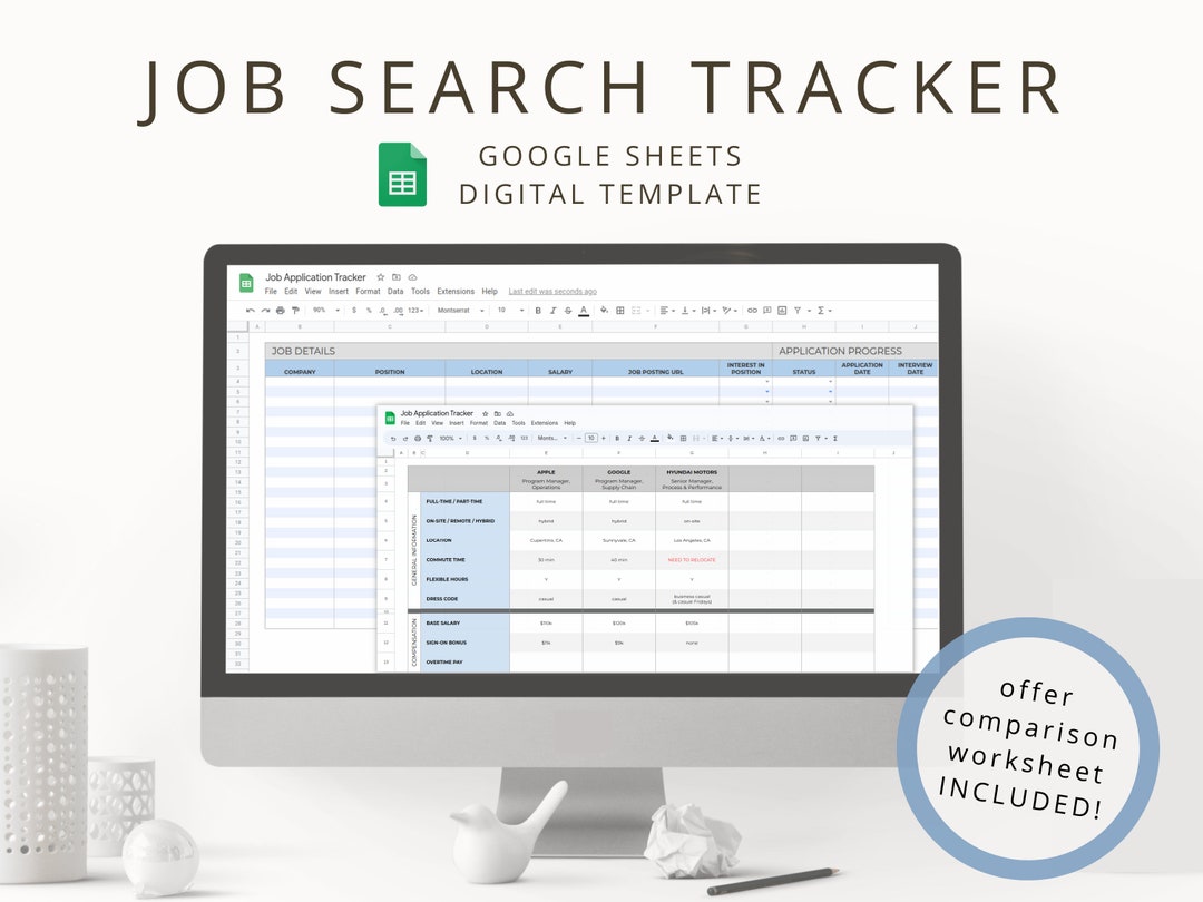 Digital Job Application Tracker for Job Hunting, Interactive Google ...