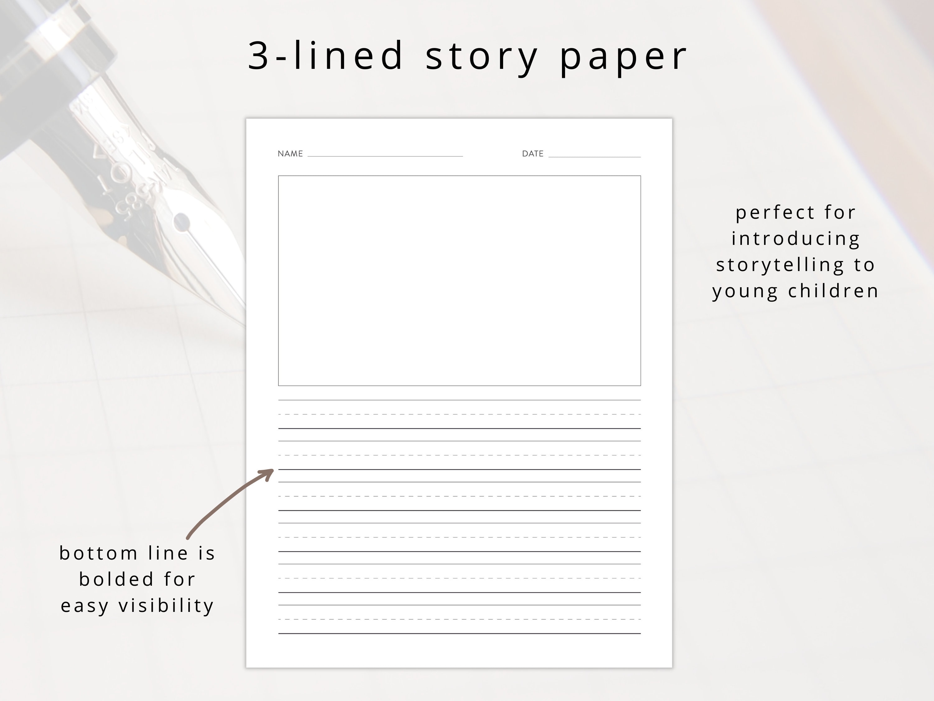 Kids Story Paper PDF for Storytelling, Blank Printable Creative Writing ...
