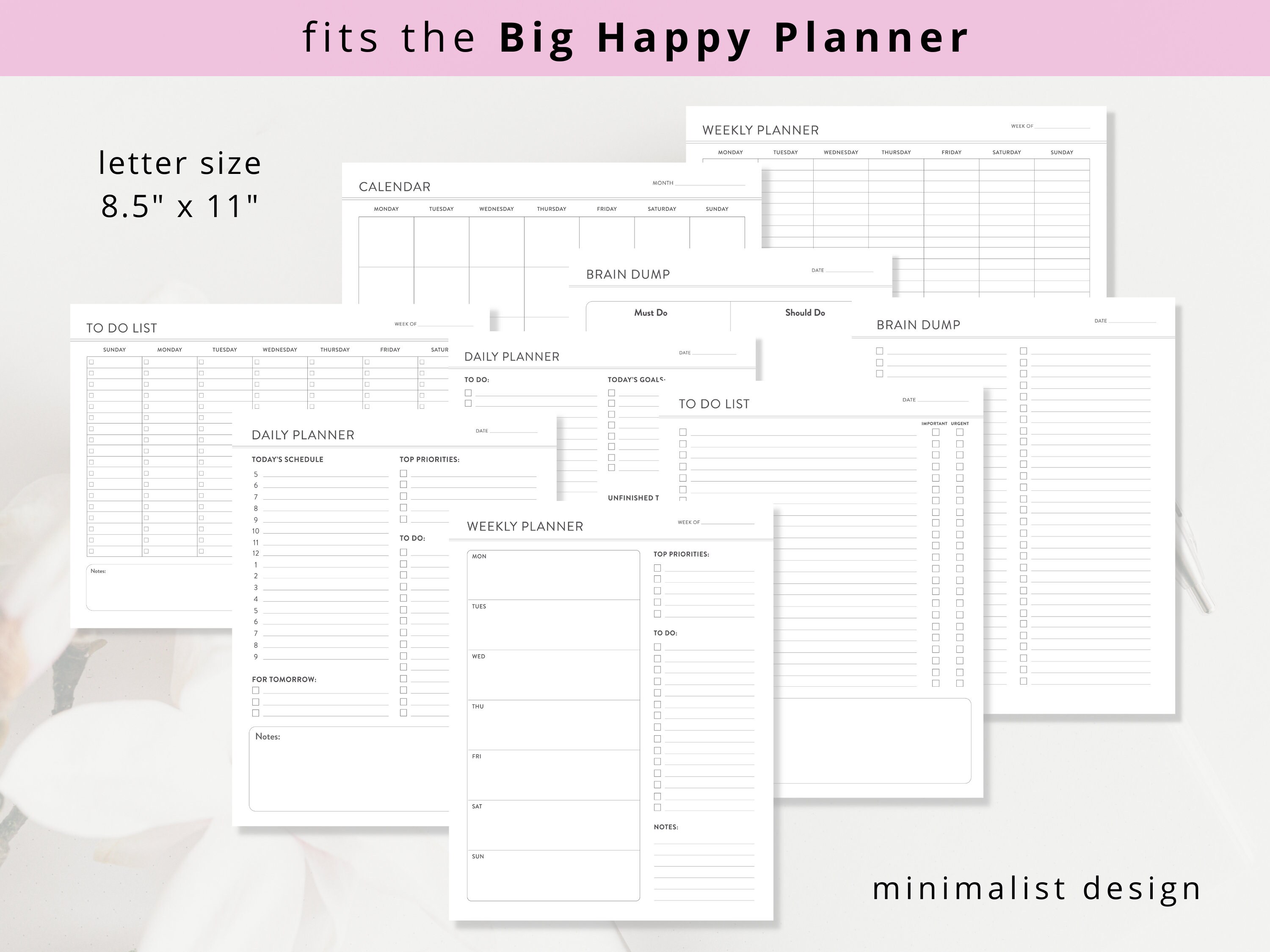 Minimalist Productivity Bundle PDF Printable Planner - Etsy