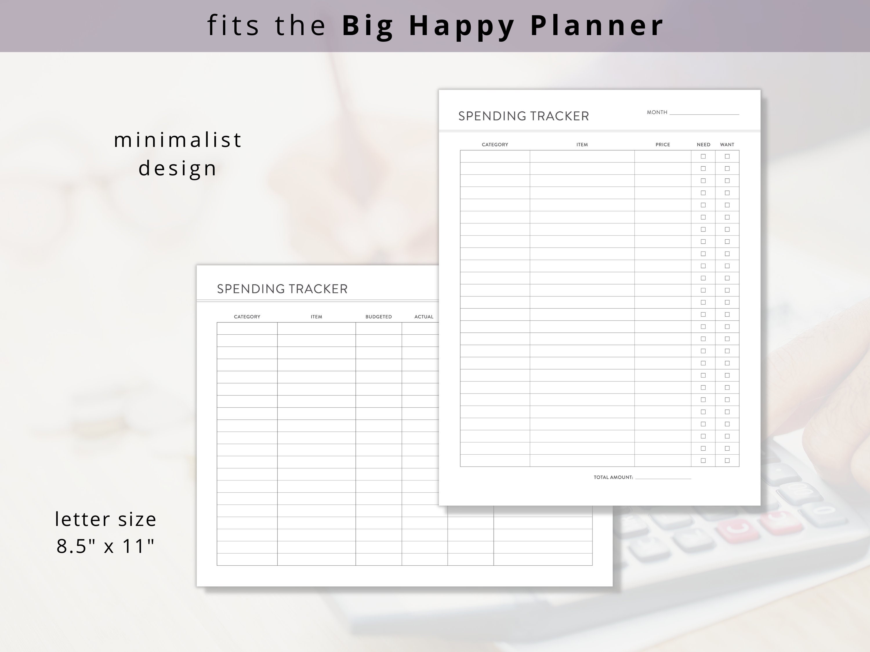 Minimalist Spending Tracker PDF Template for Personal Money Management ...