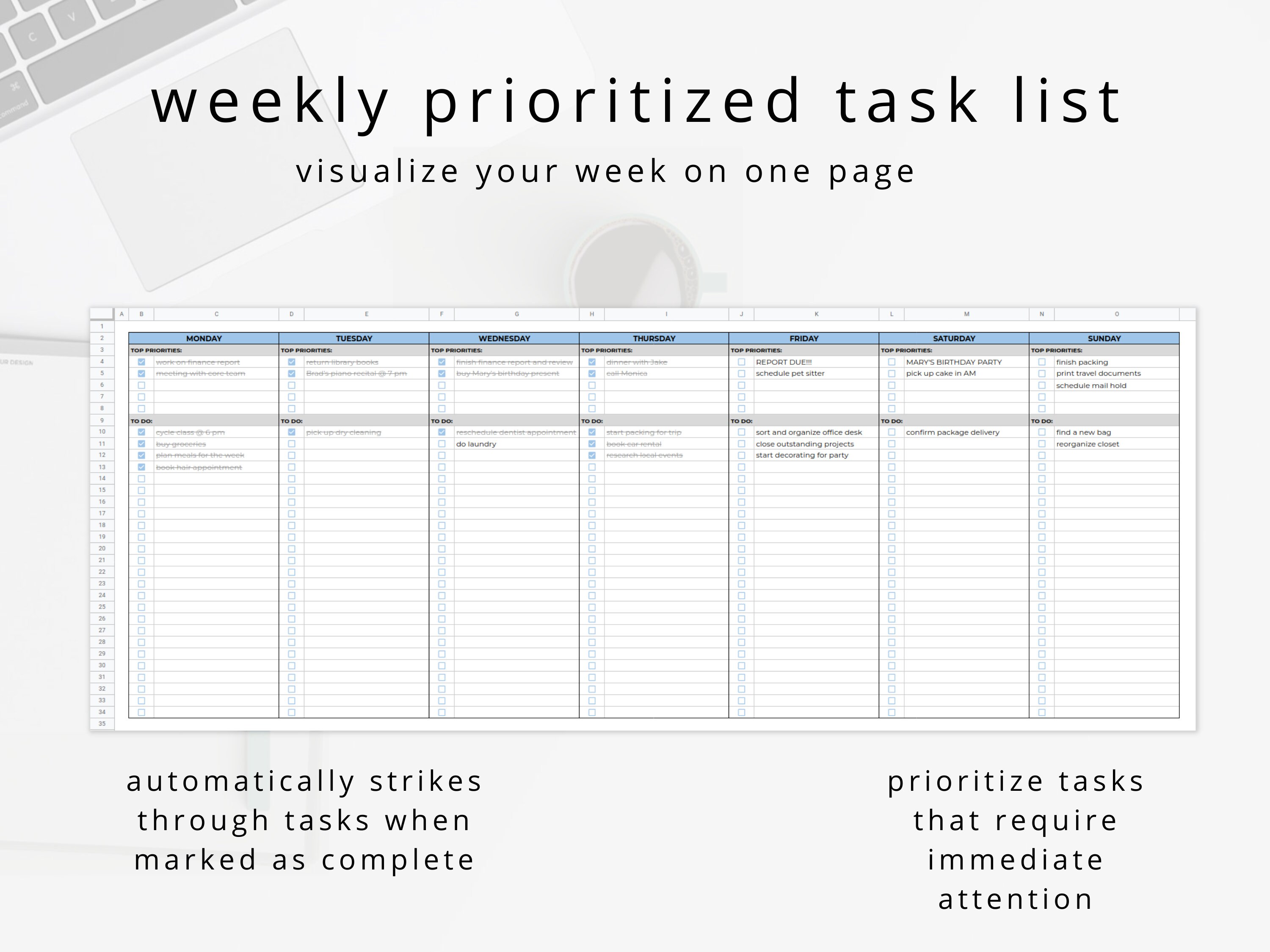 Minimalist Digital Prioritized to Do List Template for - Etsy