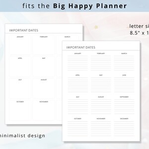 Minimalist Birthday Calendar PDF Template for Remembering Important ...