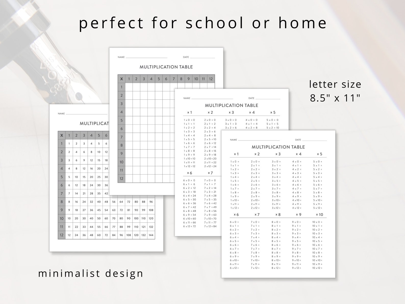 Printable Multiplication Table for Learning Elementary Math, Numbers ...