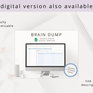 Minimalist Brain Dump PDF Template for Productivity & Time Management ...