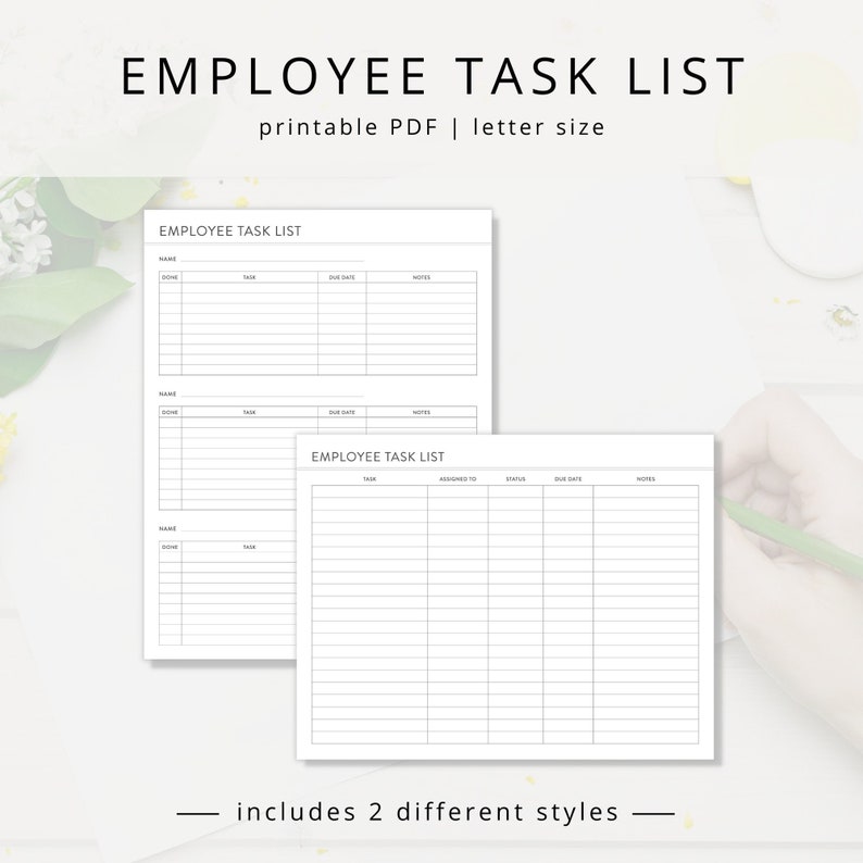 Minimalist Employee Task List PDF, Printable to Do List for Work ...