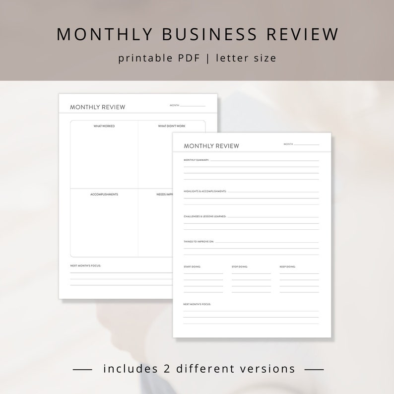 Minimalist Monthly Business Review Template: Performance & Goal ...