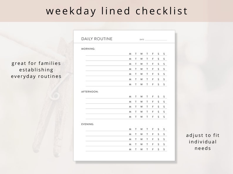 Minimalist Daily Routine Checklist Template: Printable Task Tracker ...