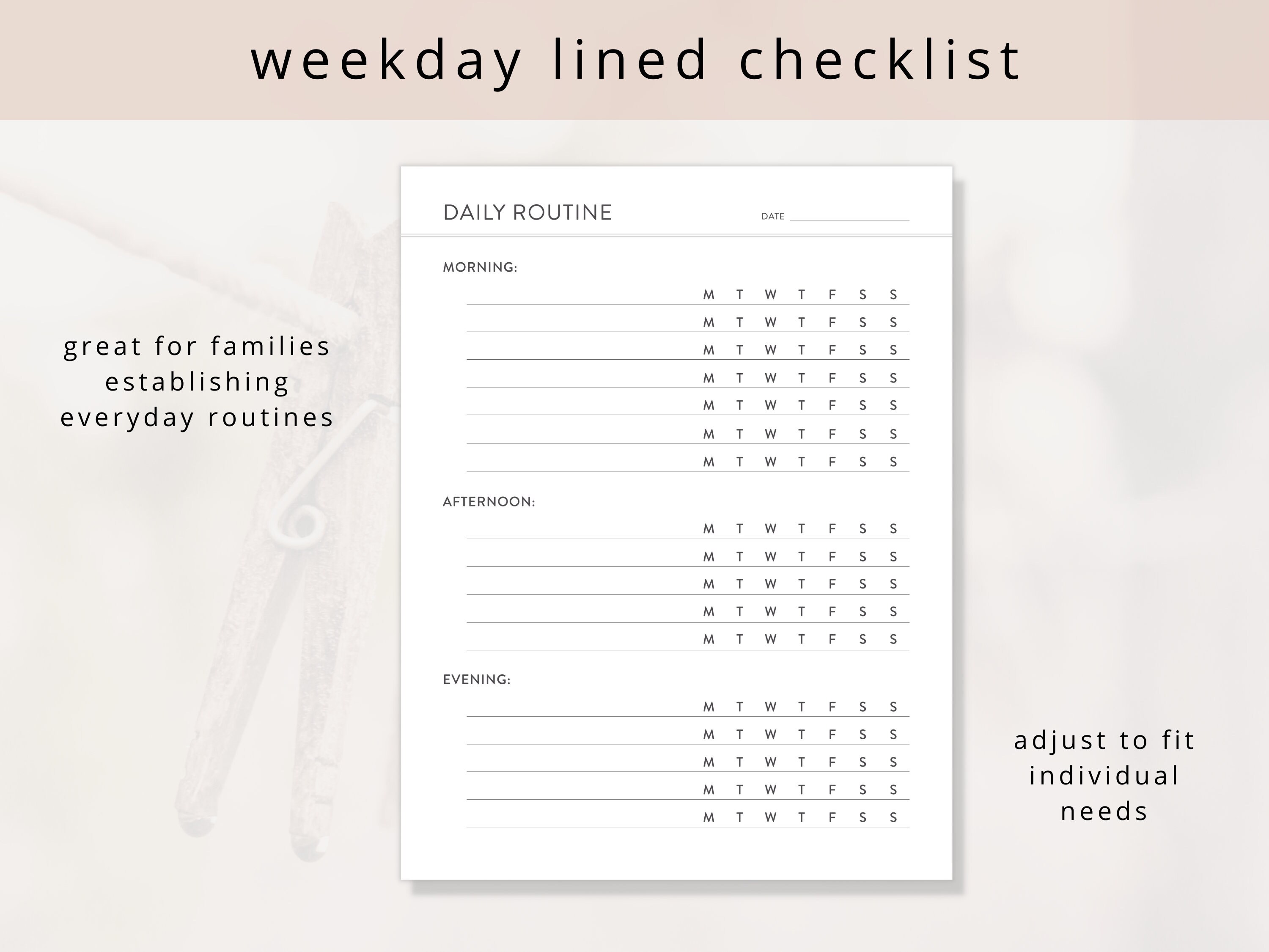 Minimalist Daily Routine Checklist Template: Printable Task Tracker ...