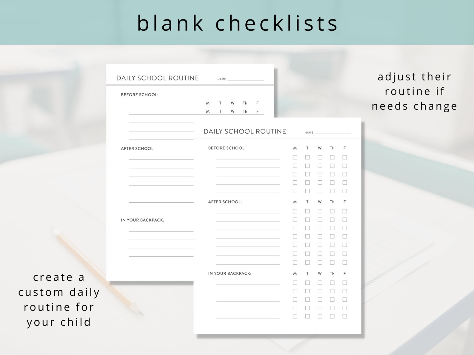Minimalist Daily School Day Routine PDF Template for Kids, Printable ...